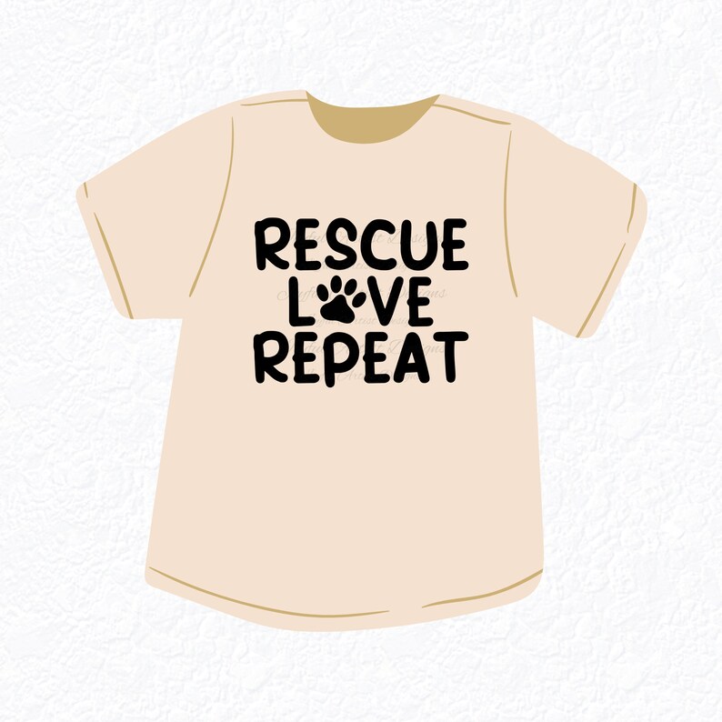 Rescue Love Repeat Dog Paw Print SVG: Animal Rescue Design (digital ...