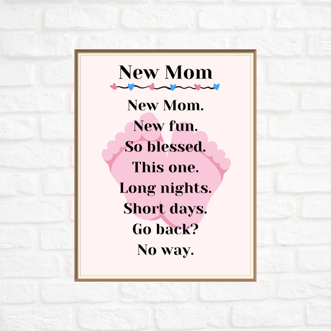 New Mom Poem Printable PNG Wall Art, Digital File First-time Mom, Wall ...