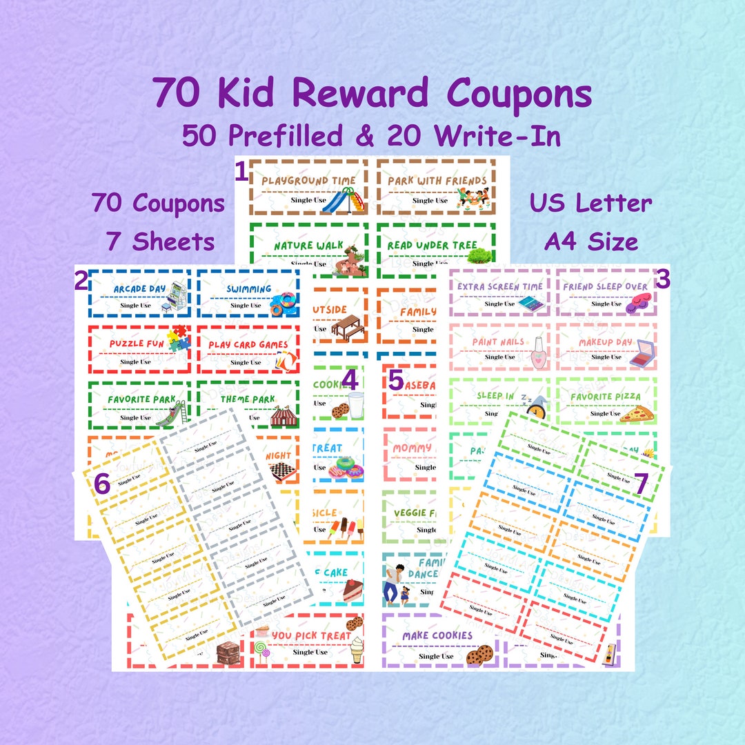Kids Reward Coupons, Good Behavior Ticket, Children Coupons, Kids ...