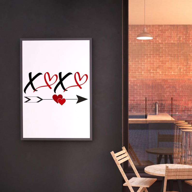 Modern XOXO Arrow Heart SVG – Valentine Love Design (digital Files) - Etsy