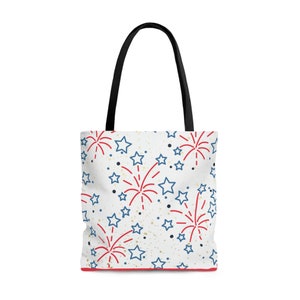 Stars Bursting Firework Tote Bag, Patriotic 4th of July Bag, Reusable ...