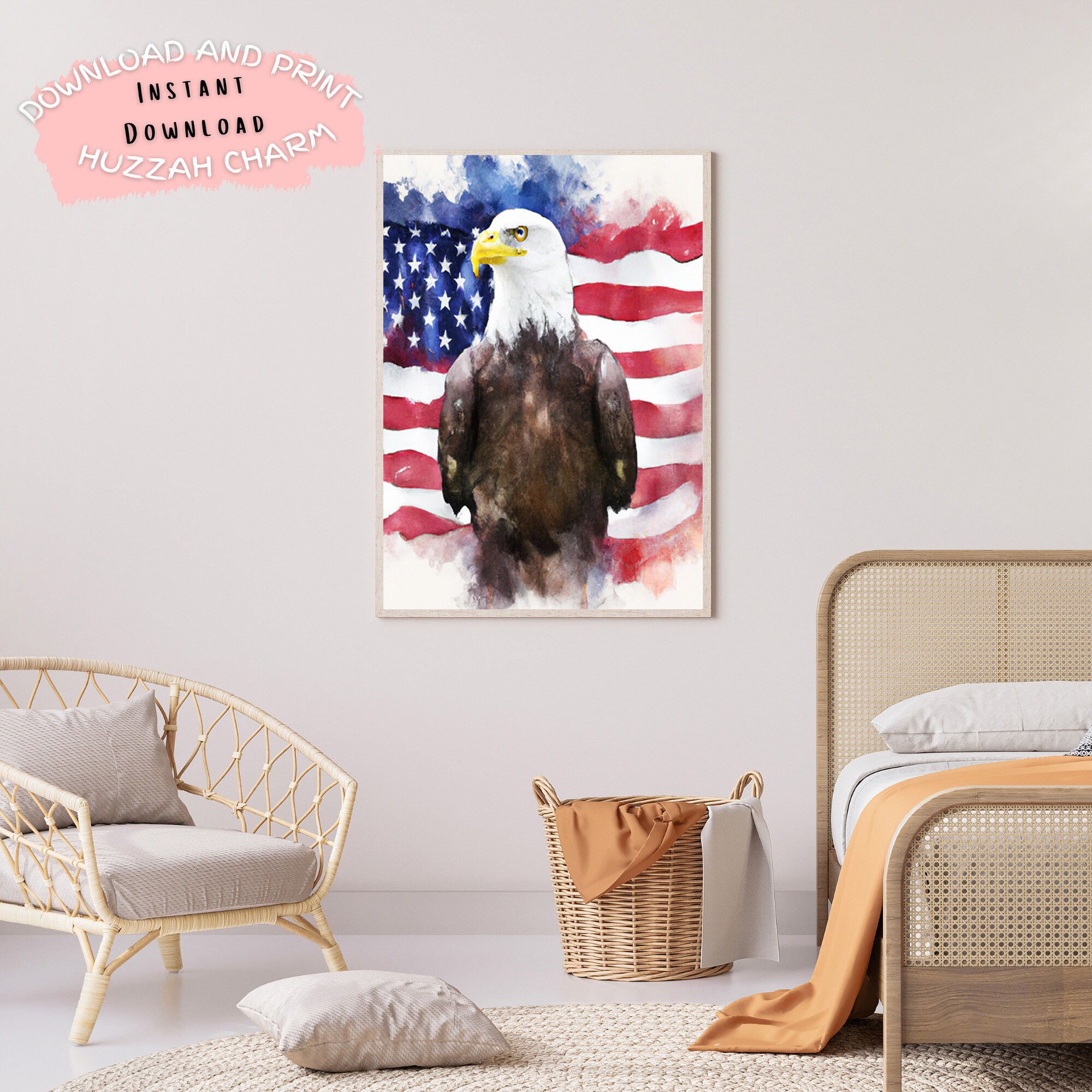 Printable Wall Art, American Bald Eagle Print for Room, Dads Wall Art ...
