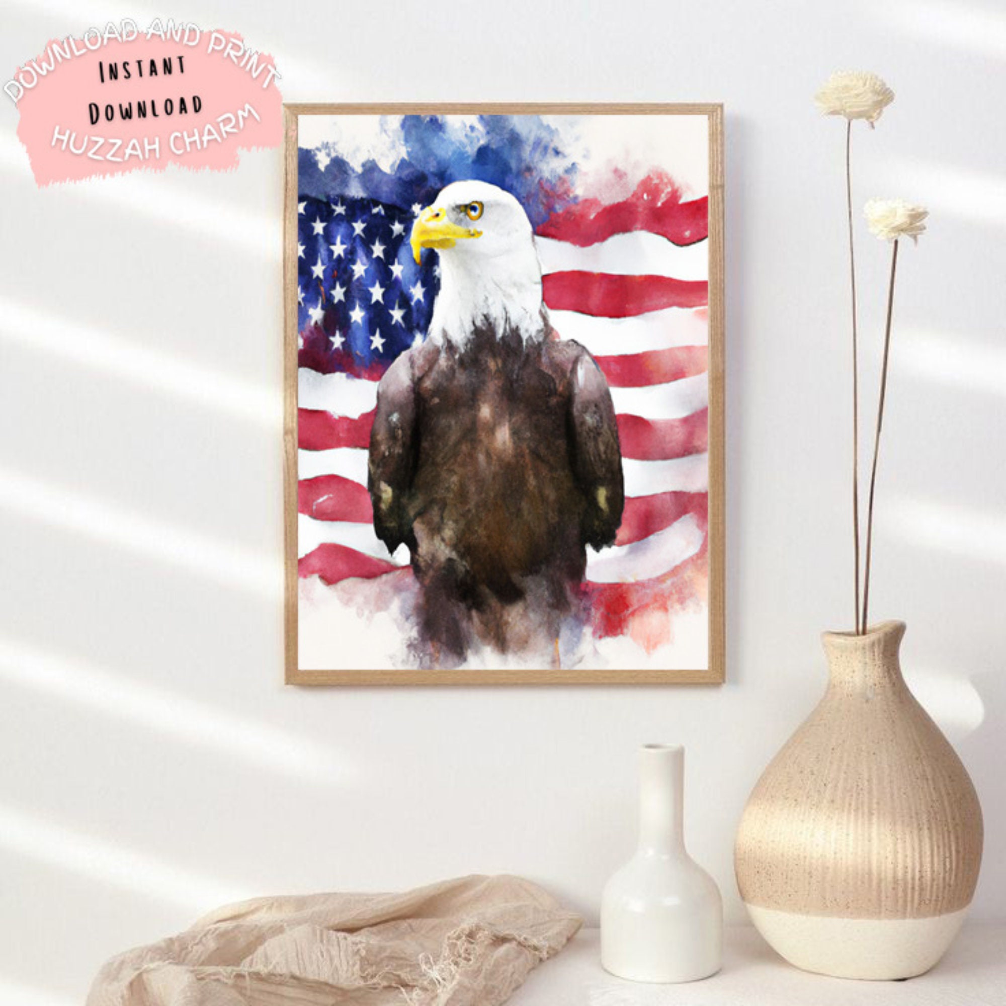 Printable Wall Art, American Bald Eagle Print for Room, Dads Wall Art ...