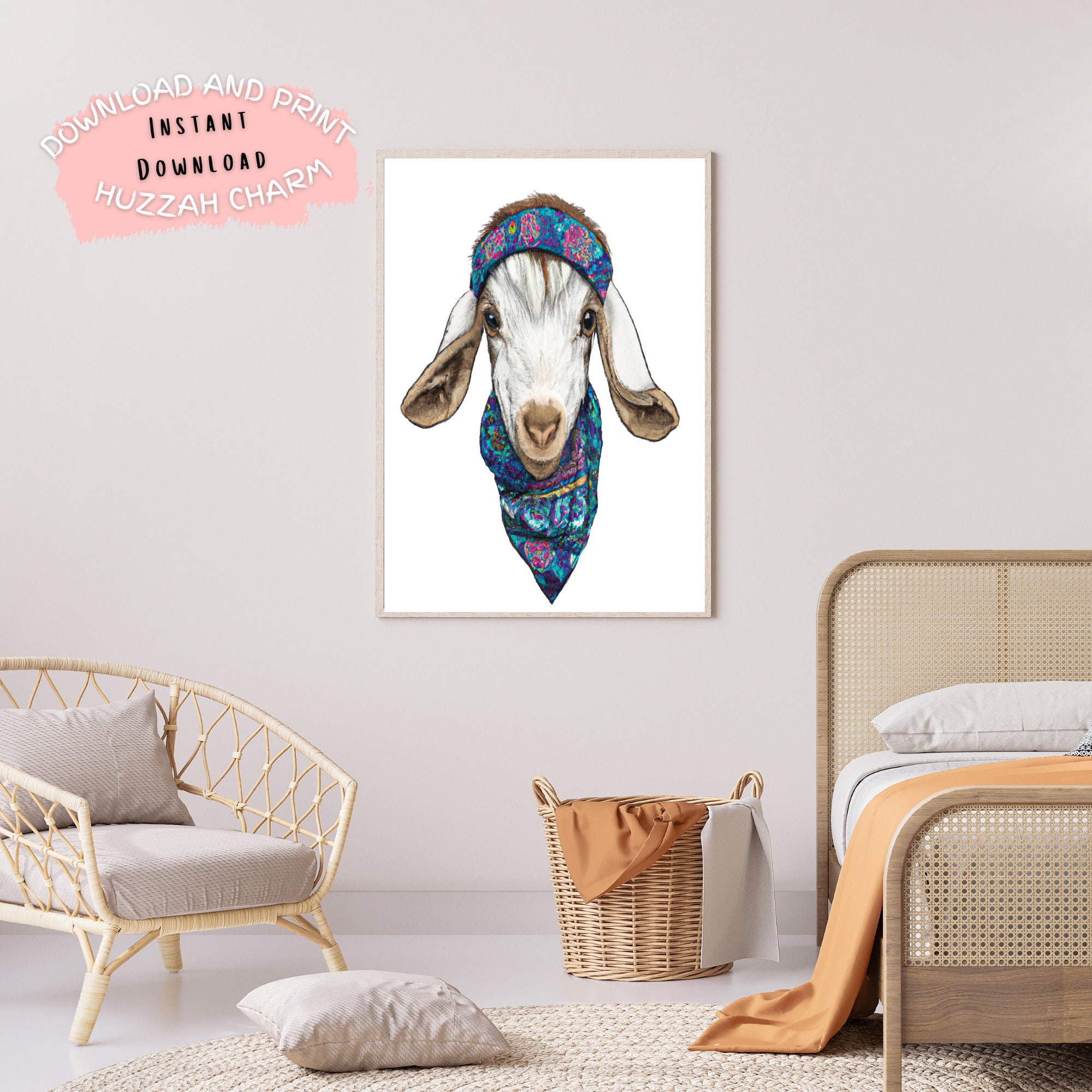 Printable Wall Art Paisley Goat Print for Kids Room Nursery - Etsy