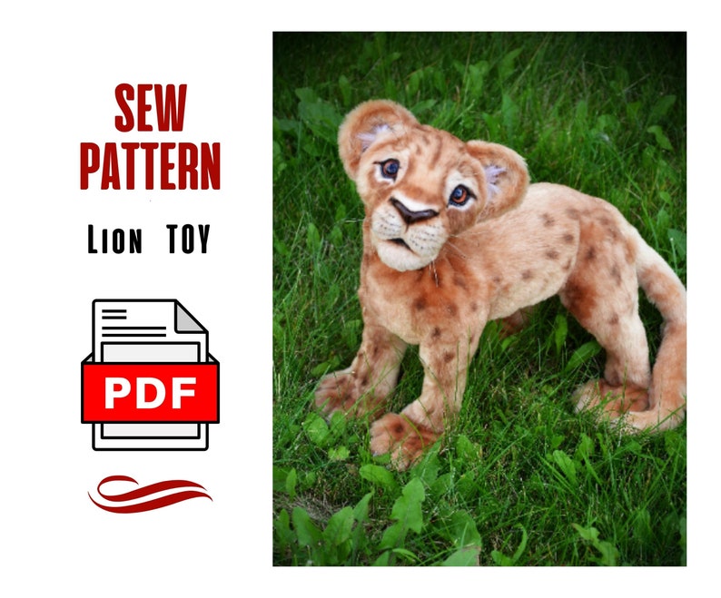 Lion Cub Sewing Pattern • PDF Plush Simba Toy Tutorial • Realistic Baby ...