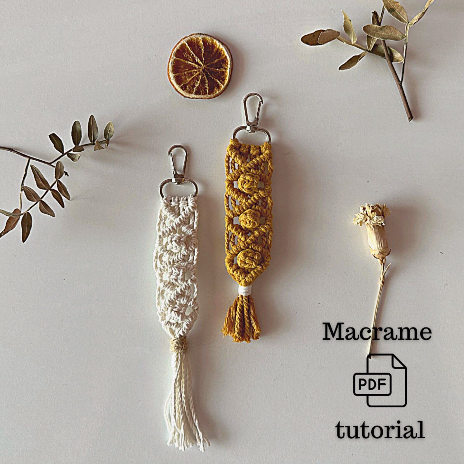 Macrame Keychain Pattern PDF Berry Knot Boho Keychain Modern Macrame ...