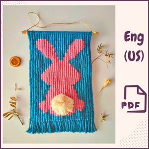 Macrame Easter Bunny Pattern / Pixel Rabbit Macrame Wall Hanging PDF ...