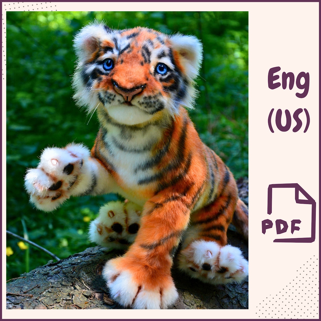 SEW PATTERN Tiger-collectible Toy-posing Toy-tiger Cub Toy-stuffed ...