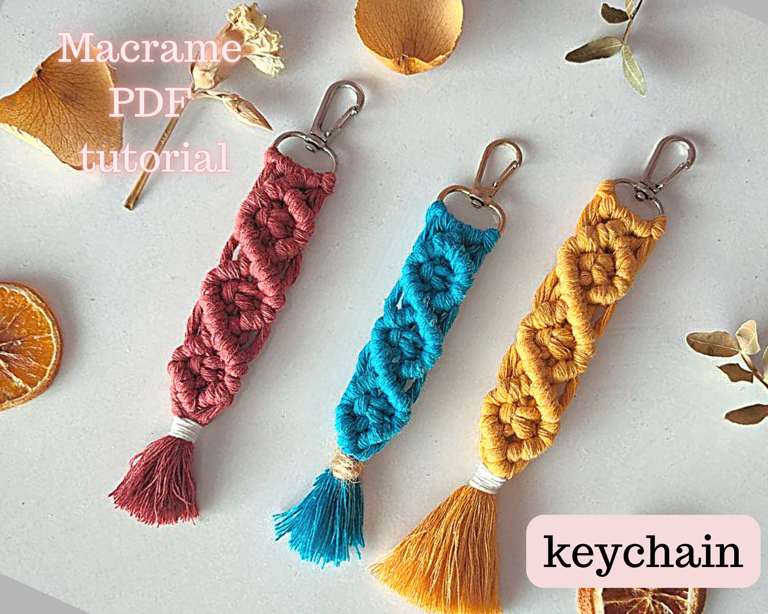 Macrame Keychain Pattern PDF Lanyard Boho Keychain Modern Macrame ...
