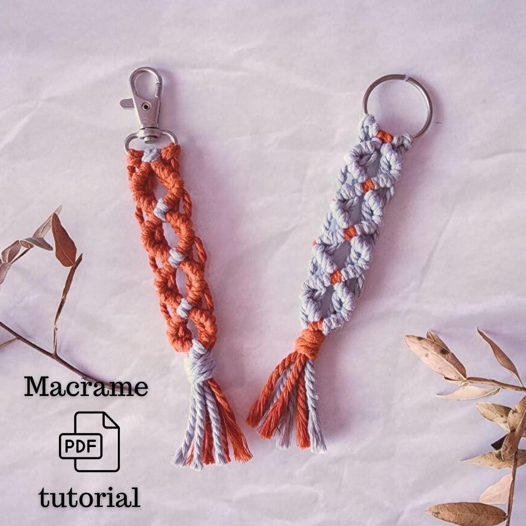 Macrame Keychain Pattern PDF Easy Boho Keychain Modern Macrame ...