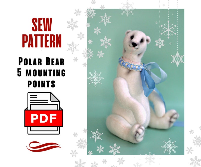 Polar Teddy Bear Pattern Realistic Bear Pattern Bear Pattern 8.3 Inches ...