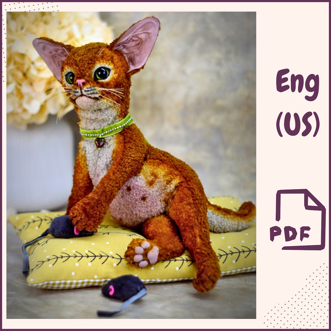Kitten Cat Plush Sewing Pattern PDF • Posable Soft Toy Cat DIY Tutorial ...