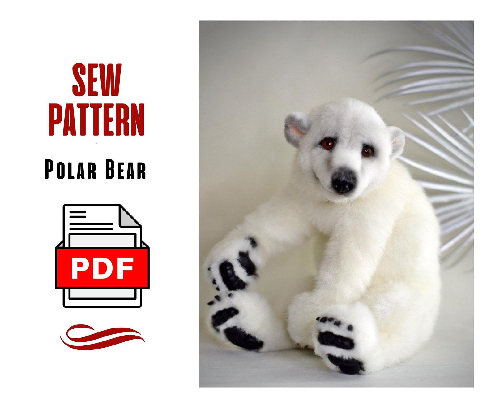Polar Bear Sewing Pattern PDF – Realistic Stuffed Bear Template – Plush ...