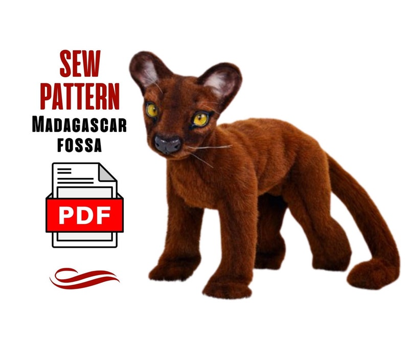 Madagascar Fossa Sewing Pattern PDF, Realistic Wild Cat Plush Toy ...