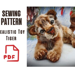 SEW PATTERN Tiger-collectible Toy-posing Toy-tiger Cub Toy-stuffed ...