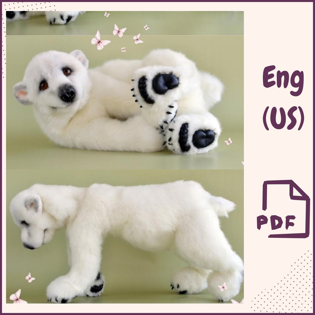 Polar Bear Sewing Pattern PDF – Realistic Stuffed Bear Template – Plush ...
