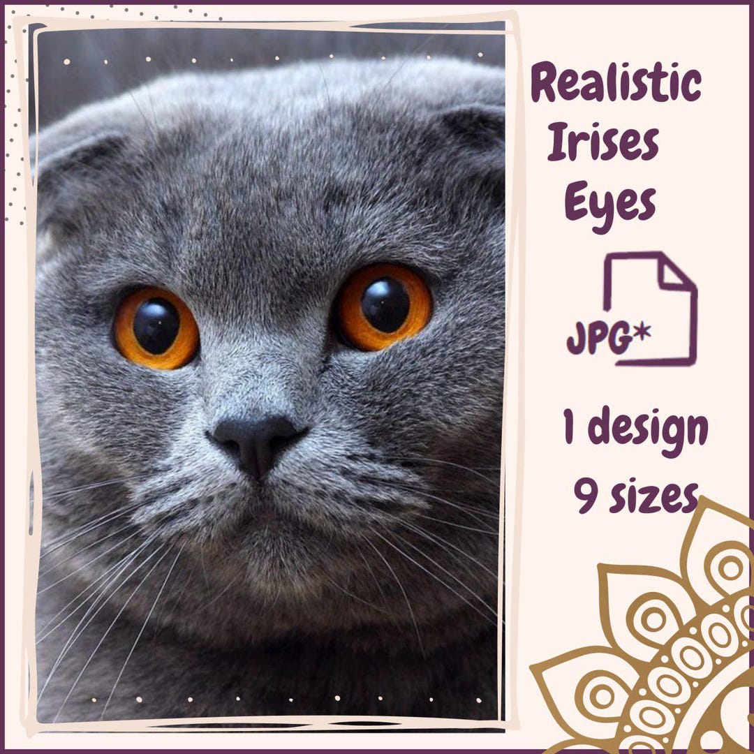 Printable Realistic Cat Eyes JPG – Iris Graphics for Doll & Teddy Bear ...