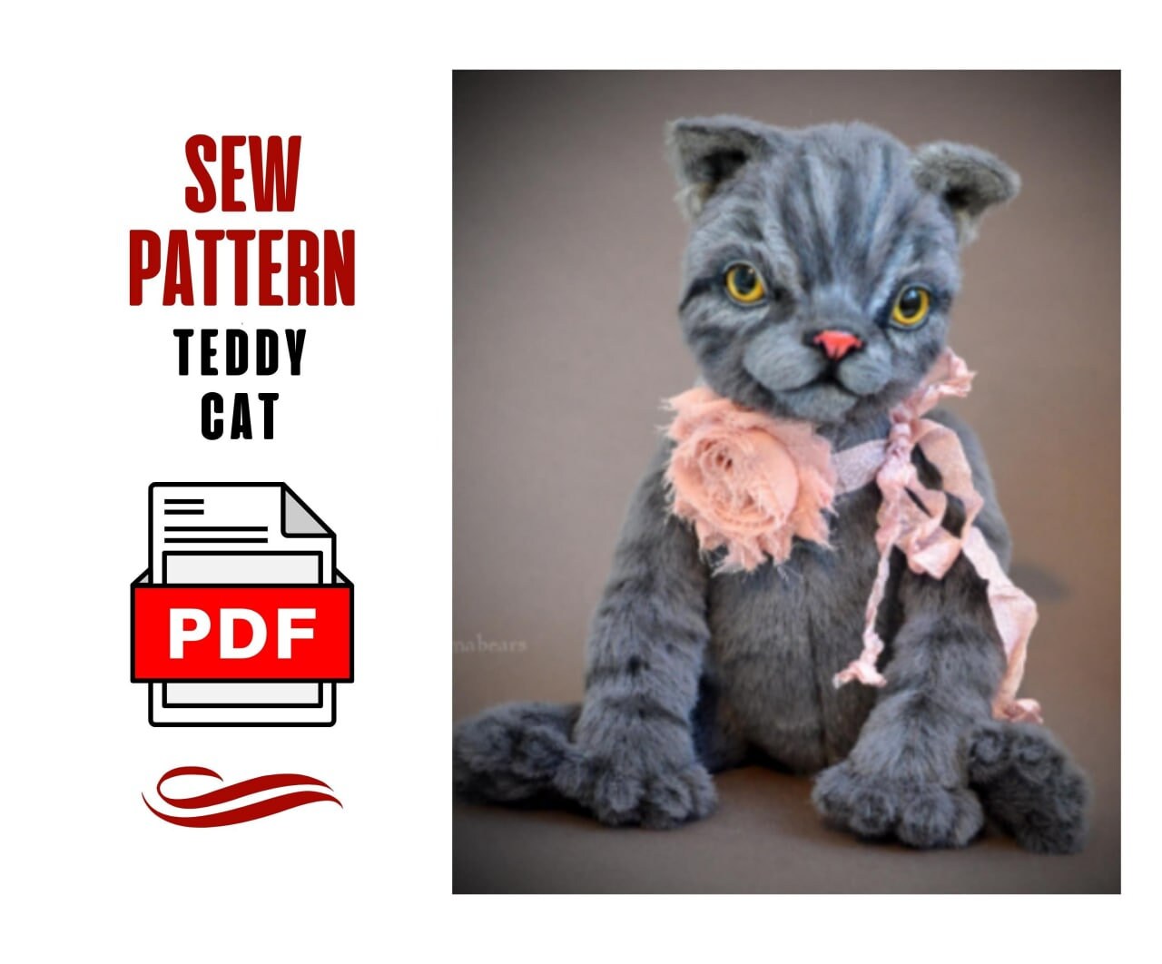 Teddy Cat Sewing Pattern Pattern Stuffed Animal Pattern - Etsy