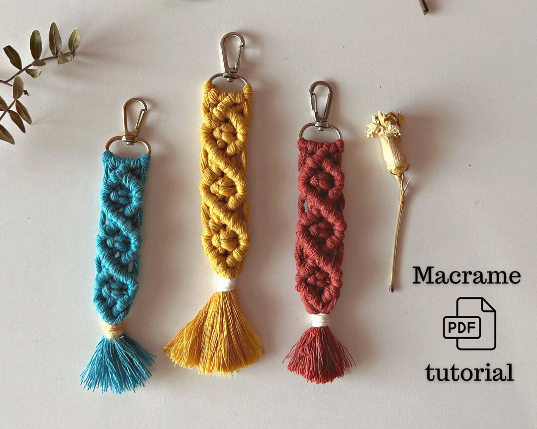 Macrame Keychain Pattern PDF Lanyard Boho Keychain Modern - Etsy