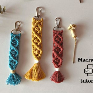 Macrame Keychain Pattern PDF Lanyard Boho Keychain Modern Macrame ...