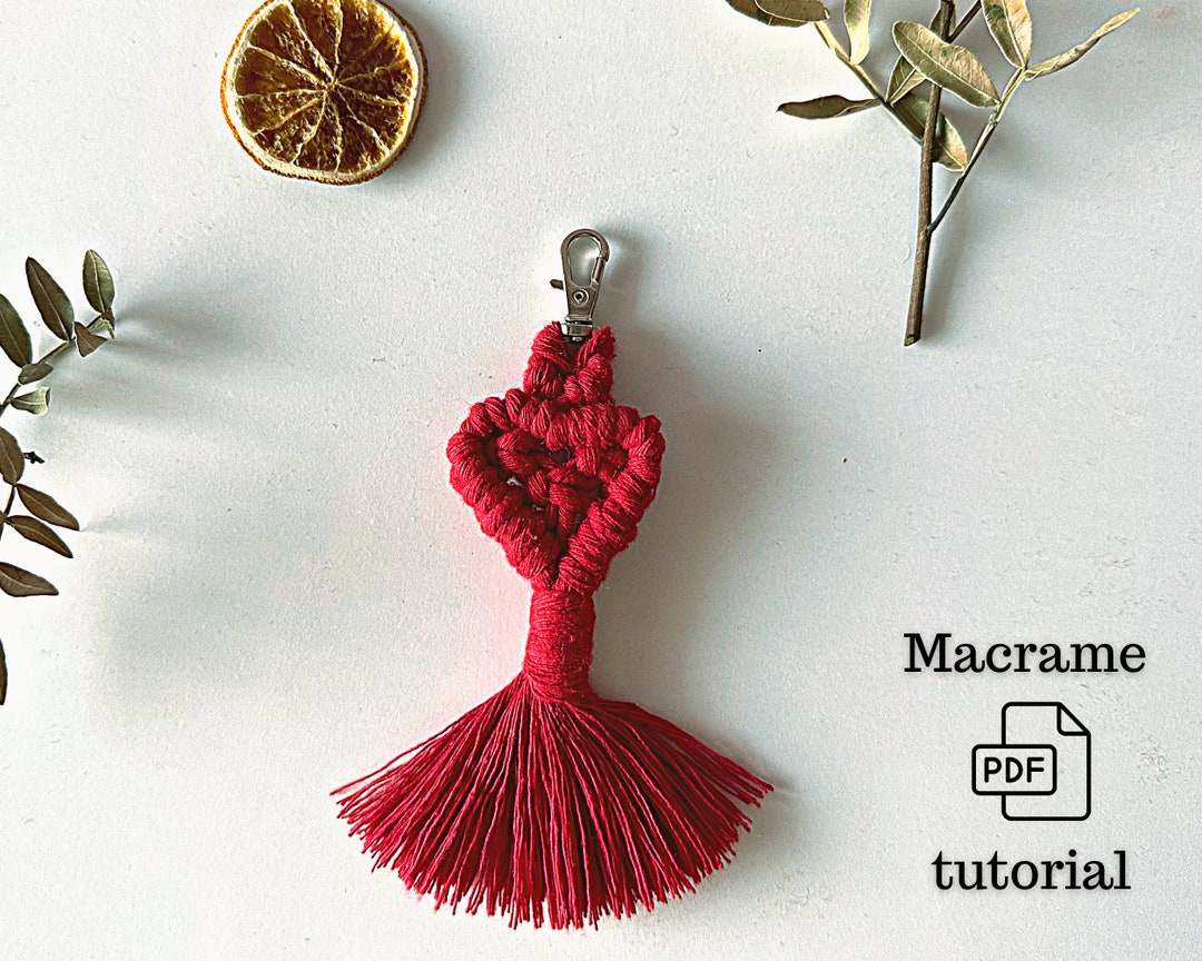 Macrame Heart Keychain Pdf Tutorial Easy Heart Macrame Gift - Etsy