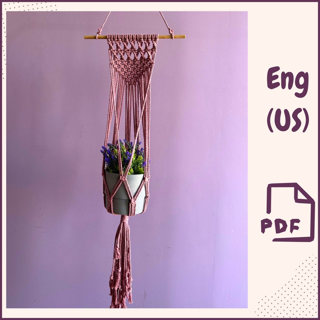 Macrame Plant Hanger Pattern PDF • DIY Boho Hanging Planter Tutorial ...