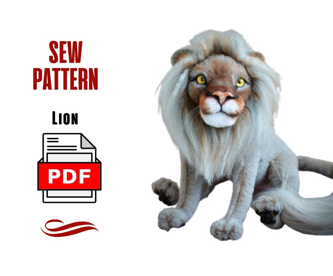 SEW PATTERN Lion Realistic Wildcat Figure Stuffed Animal - Etsy