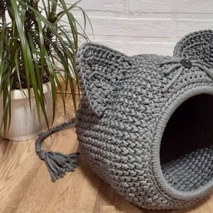 CAT BED CROCHET Pattern Pet Crochet Bed Cat Pod Crochet Pattern Cat ...