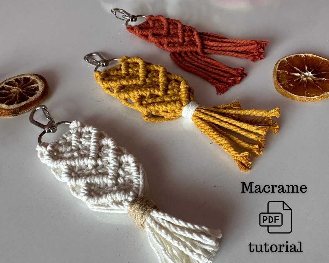 Macrame Heart Keychain PDF Tutorial Step by Step Guide DIY - Etsy
