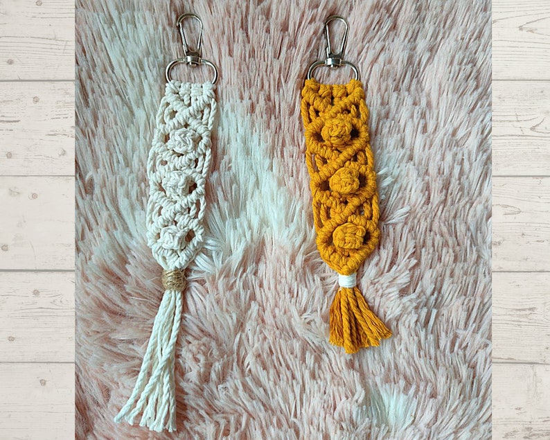 Macrame Keychain Pattern PDF Berry Knot Boho Keychain Modern - Etsy