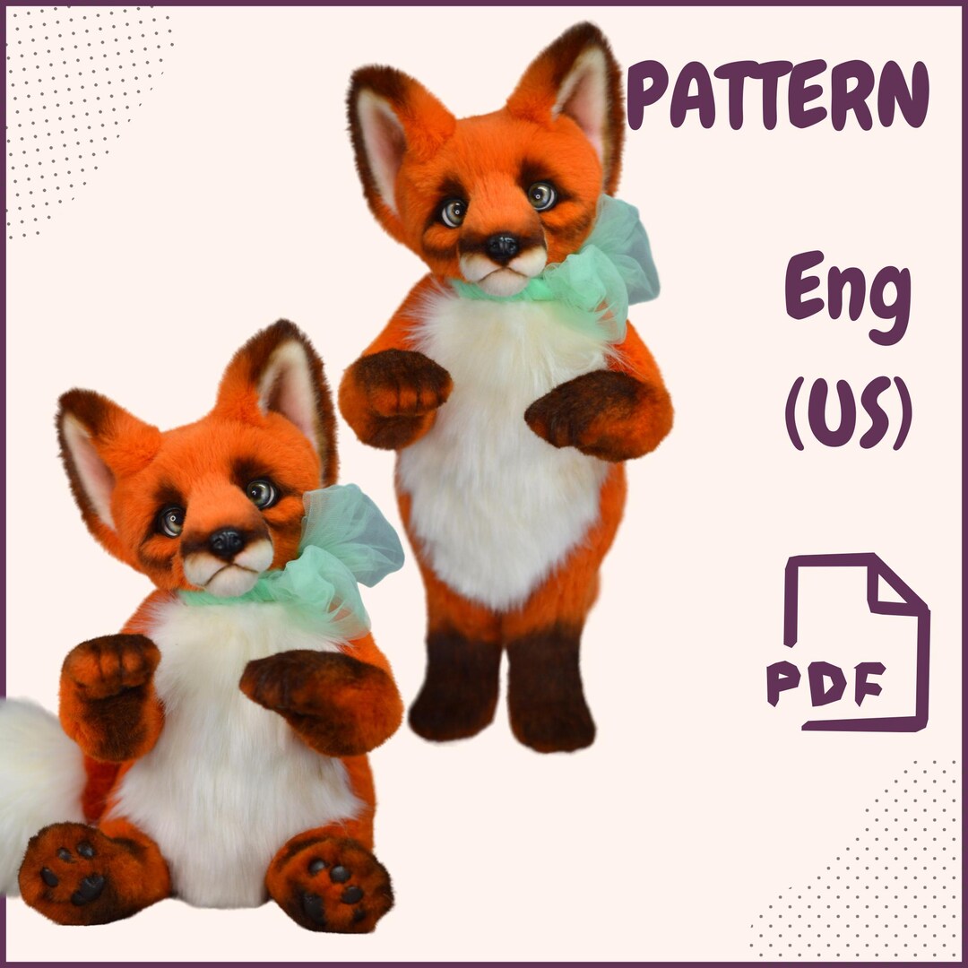 Teddy Fox Plush Sewing Pattern PDF, Soft Toy DIY Template, Stuffed ...