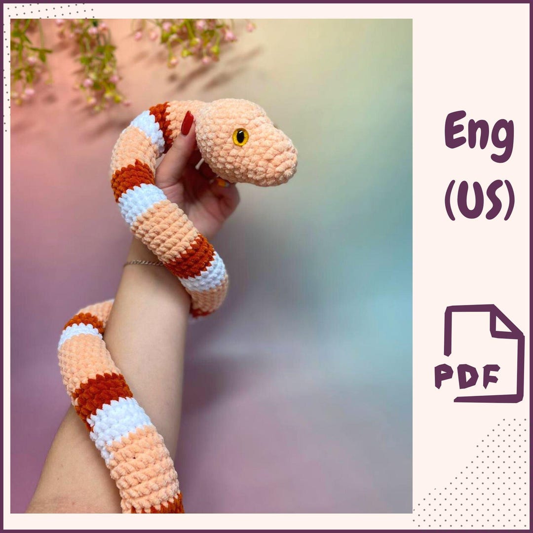 Snake Plush Crochet Pattern | No Sew DIY Amigurumi Tutorial PDF | Easy ...