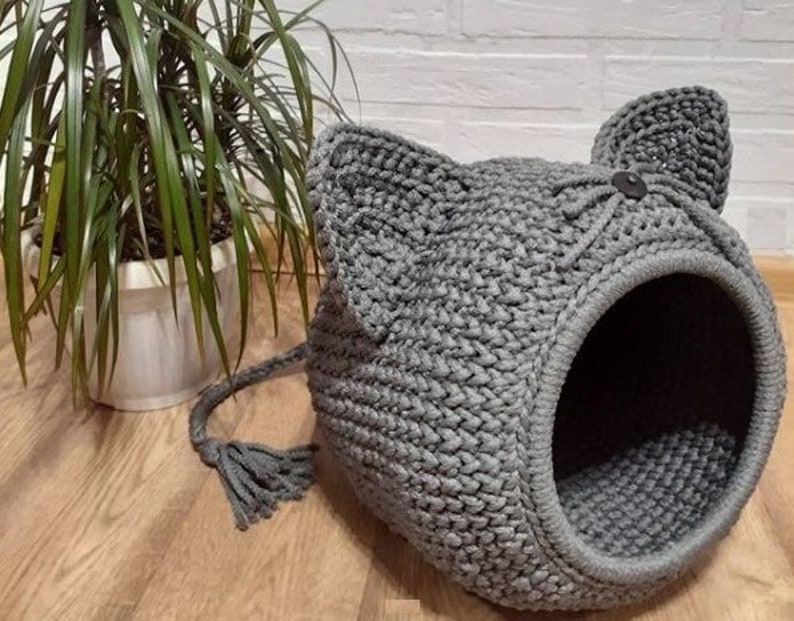 CAT BED CROCHET Pattern Pet Crochet Bed Cat Pod Crochet Pattern Cat ...