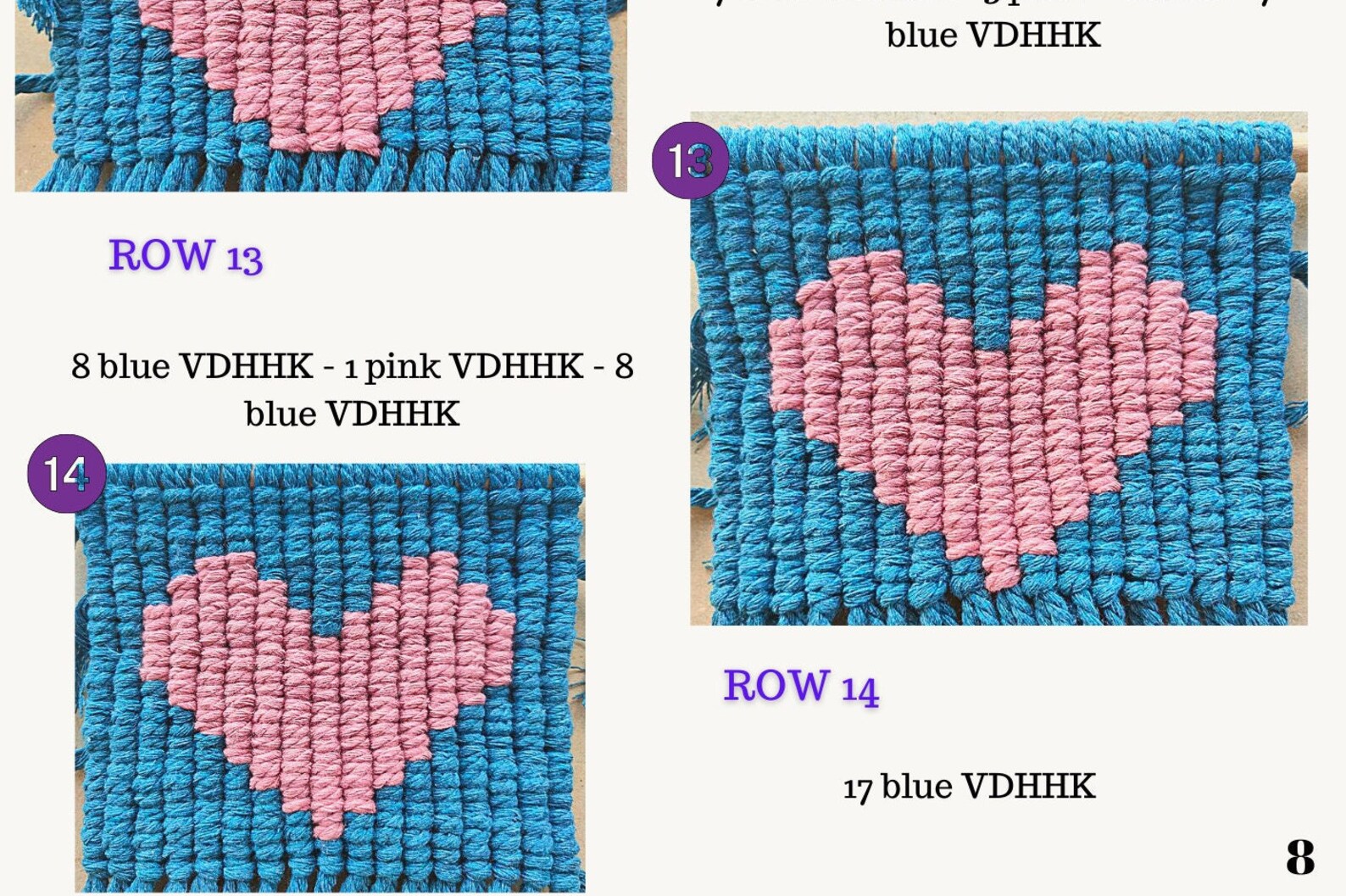 Pixel Heart Macrame Wall Hanging PDF Tutorial Valentine's - Etsy