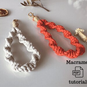Macrame Keychain Pattern PDF Wristlet Key Chain Macrame for Beginners Macrame Lanyard Boho ...