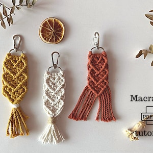 Macrame Heart Keychain PDF Tutorial Step by Step Guide DIY Handmade Valentine's Day Decor Boho ...