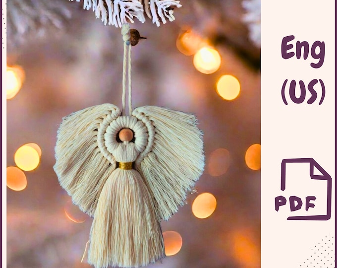 Macrame Angel Pdf Pattern, Macrame Pattern for Beginners, Christmas Decor Diy, Macrame Pattern ...