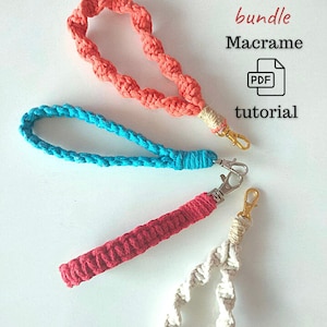 Macrame Keychain Pattern PDF Wristlet Key Chain Macrame for Beginners ...