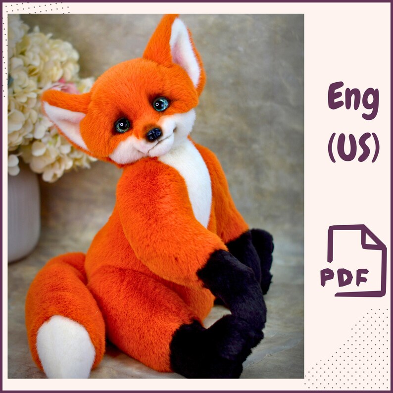 Teddy Fox Sewing Pattern PDF, Plush Toy DIY Template, Soft Stuffed ...