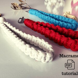 Macrame Keychain Pattern PDF Wristlet Key Chain Macrame for Beginners ...