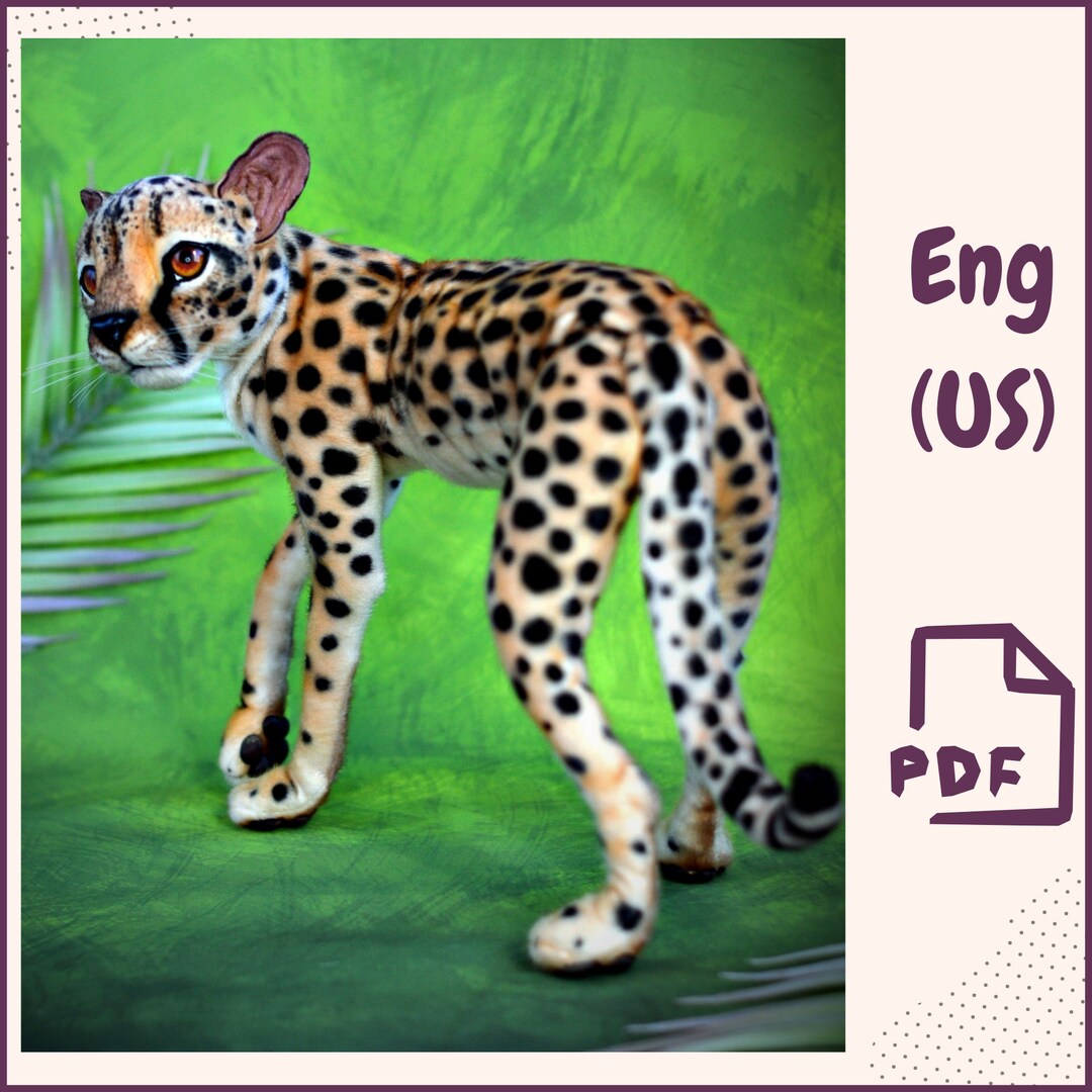 Cheetah Plush Sewing Pattern – Wildcat PDF Template – Stuffed Safari ...