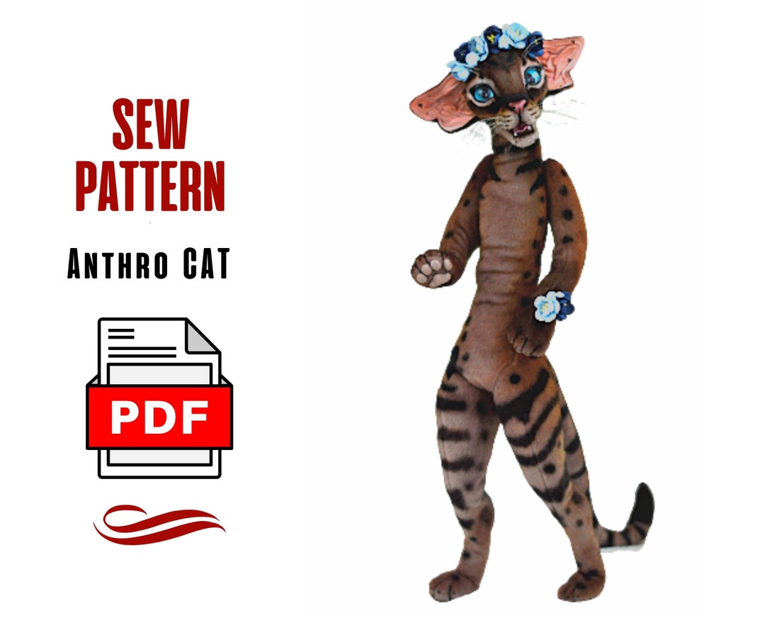 Anthro CAT PDF Sew Pattern Stuffed Animal Patterns Pattern for - Etsy