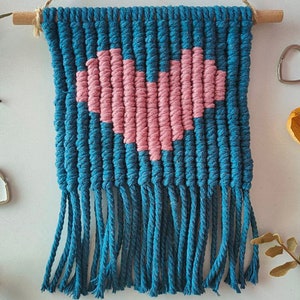 Pixel Heart Macrame Wall Hanging PDF Tutorial, Valentine's Day Wall ...