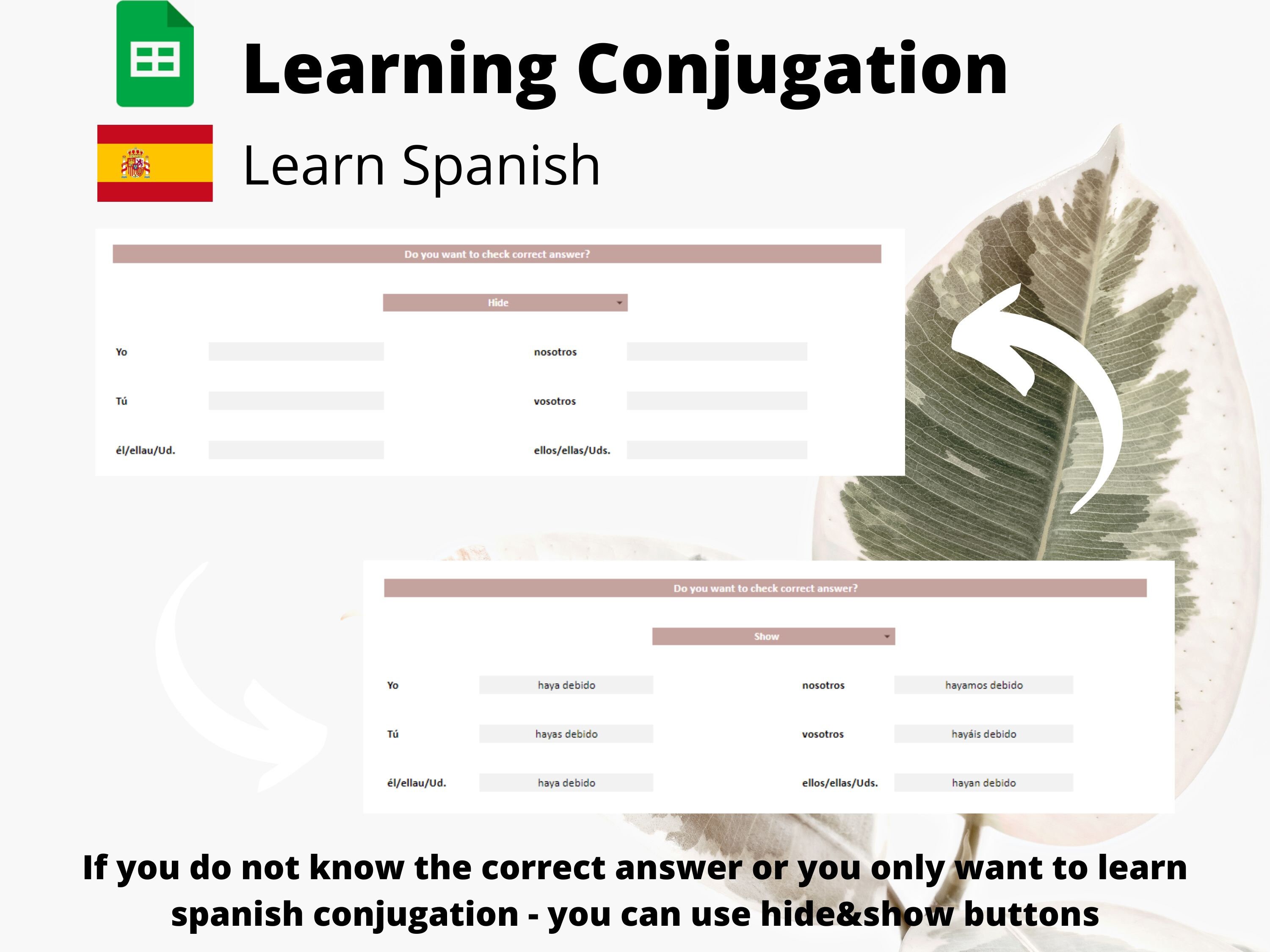 Learning Spanish Conjugation, Learn Languages, Digital, Google Sheet ...