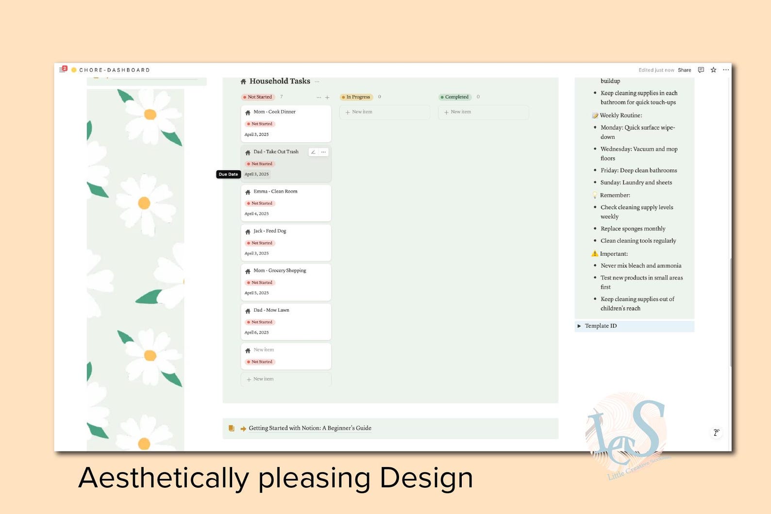 Notion Chore Dashboard: Home Cleaning Template (digital Download) - Etsy