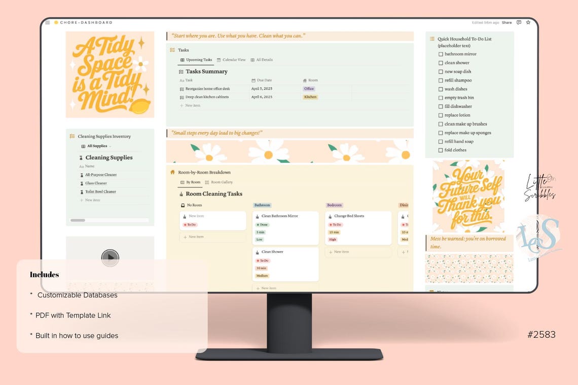 Notion Chore Dashboard: Home Cleaning Template (digital Download) - Etsy