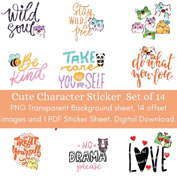 Printable Cute Character Encouraging Stickers Digital - Etsy