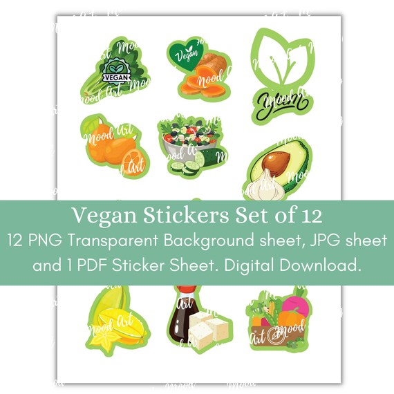 Printable Fruit and Vegetable Theme Sticker Sheet Vegan | Etsy