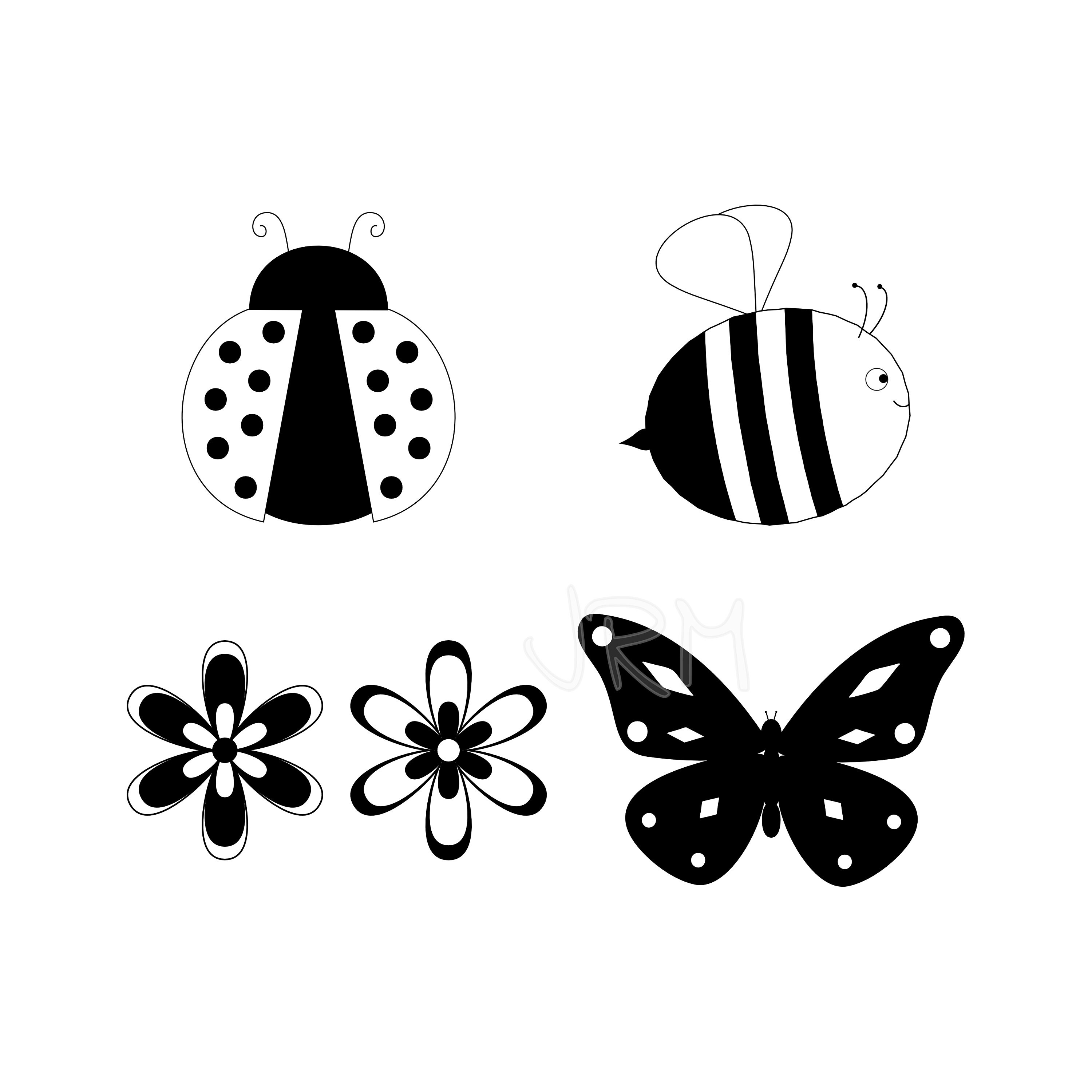 Insects Clip Art, Ladybird/ladybug, Bee, Butterfly, Flowers Clipart ...