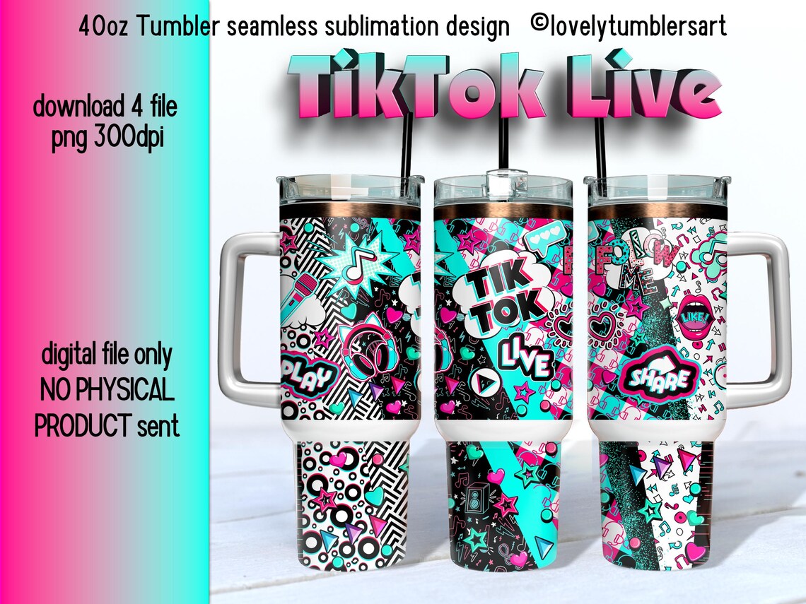 40oz Tumbler Tiktok Star Sublimation Designs. Tik Tok Girl. Warp ...